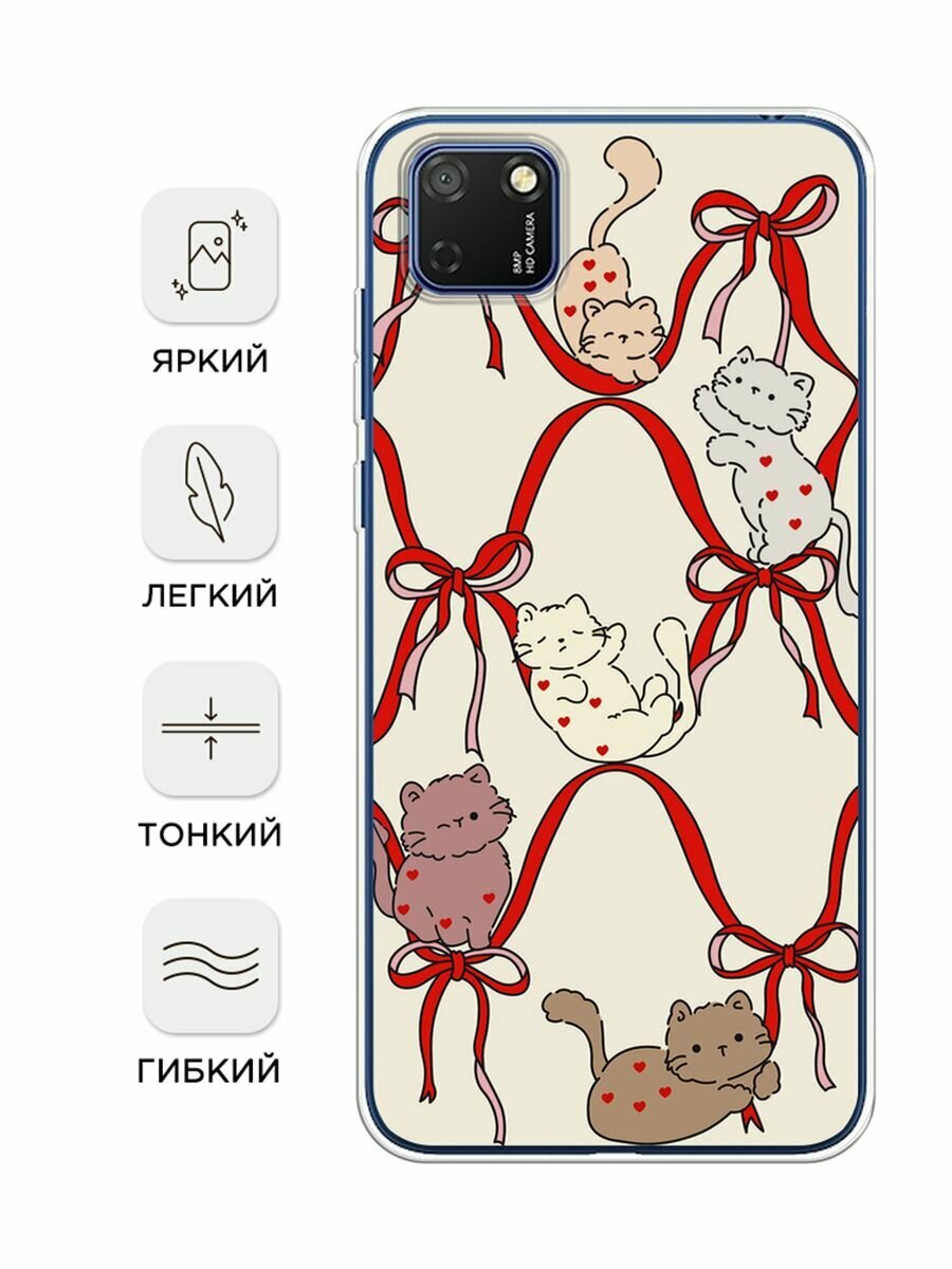 Чехол на Honor 9S/Huawei Y5p / Хонор 9S/Хуавей Y5p с принтом "Котики в ленточках 1" — фото 1
