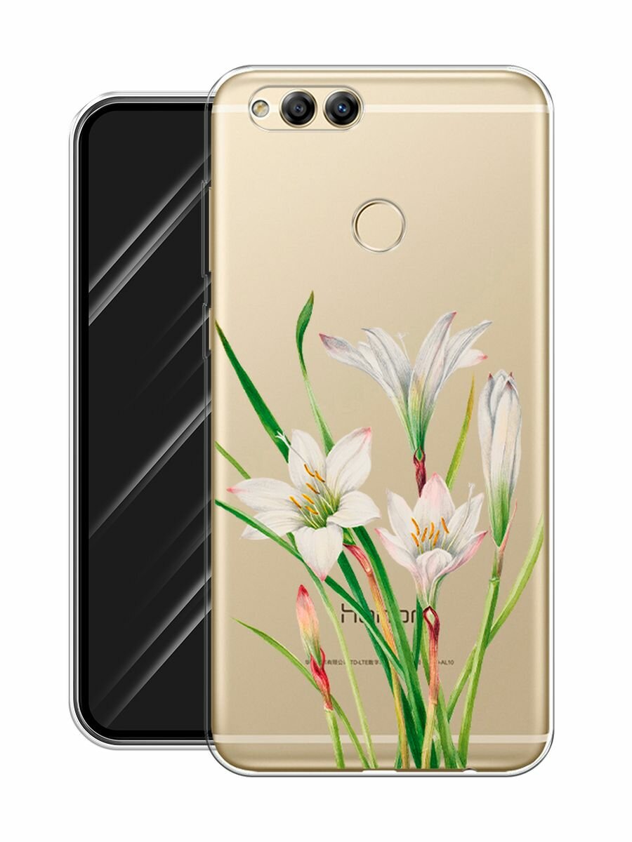 Чехол на Honor 7X / Хонор 7Х с принтом "White lily", прозрачный — фото 1