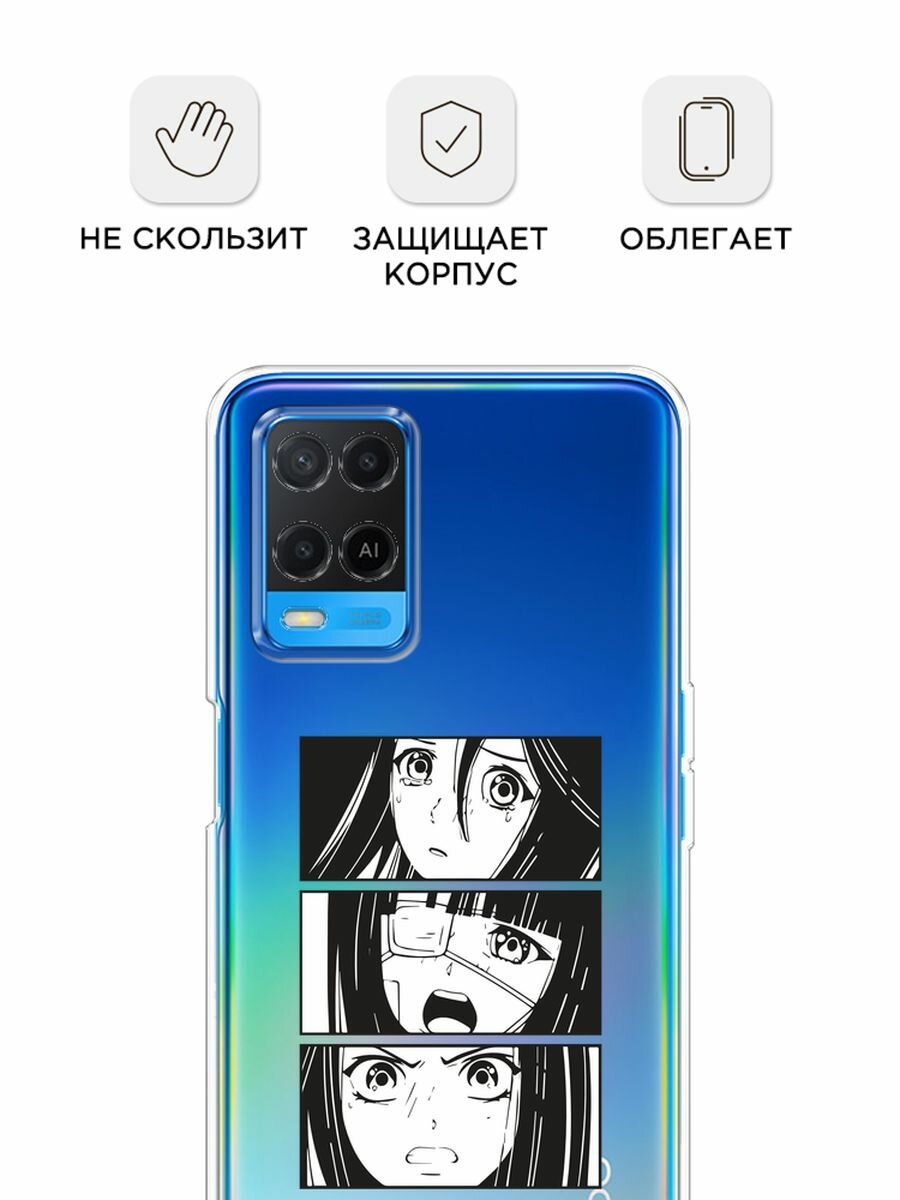Чехол на Oppo A54 / Оппо A54 с принтом "Tokyo girls", прозрачный — фото 1