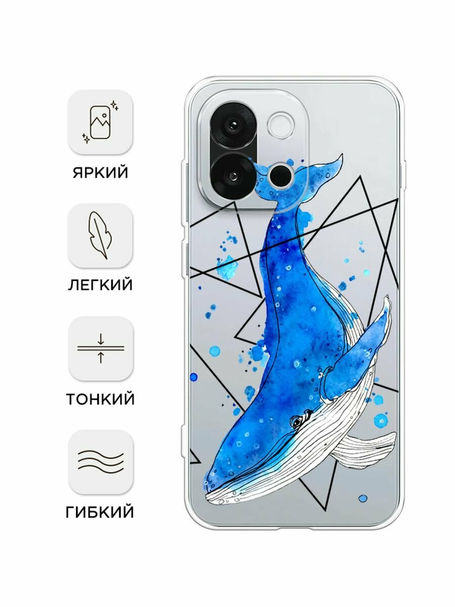 Чехол на OnePlus 13T / Ван Плас 13Т с принтом "Кит графика", прозрачный — фото 1
