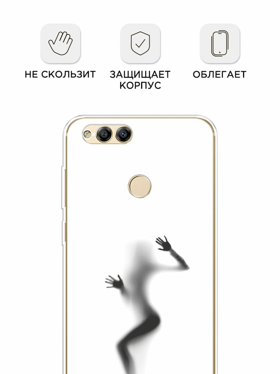 Силиконовый чехол на Honor 7X / Хонор 7Х с принтом "Девушка в душе" — фото 1