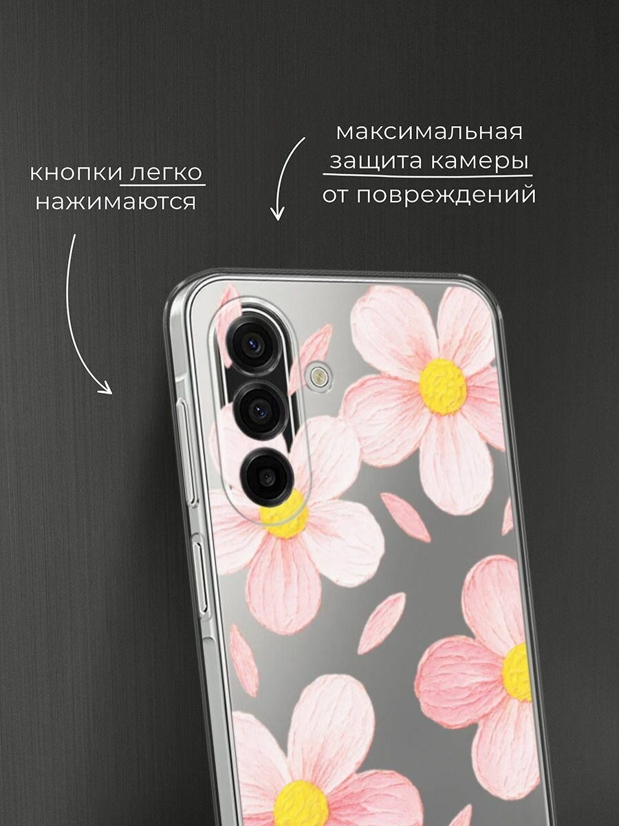 Чехол на Samsung Galaxy A17 / Самсунг А17 с принтом "Розовые ромашки" — фото 1
