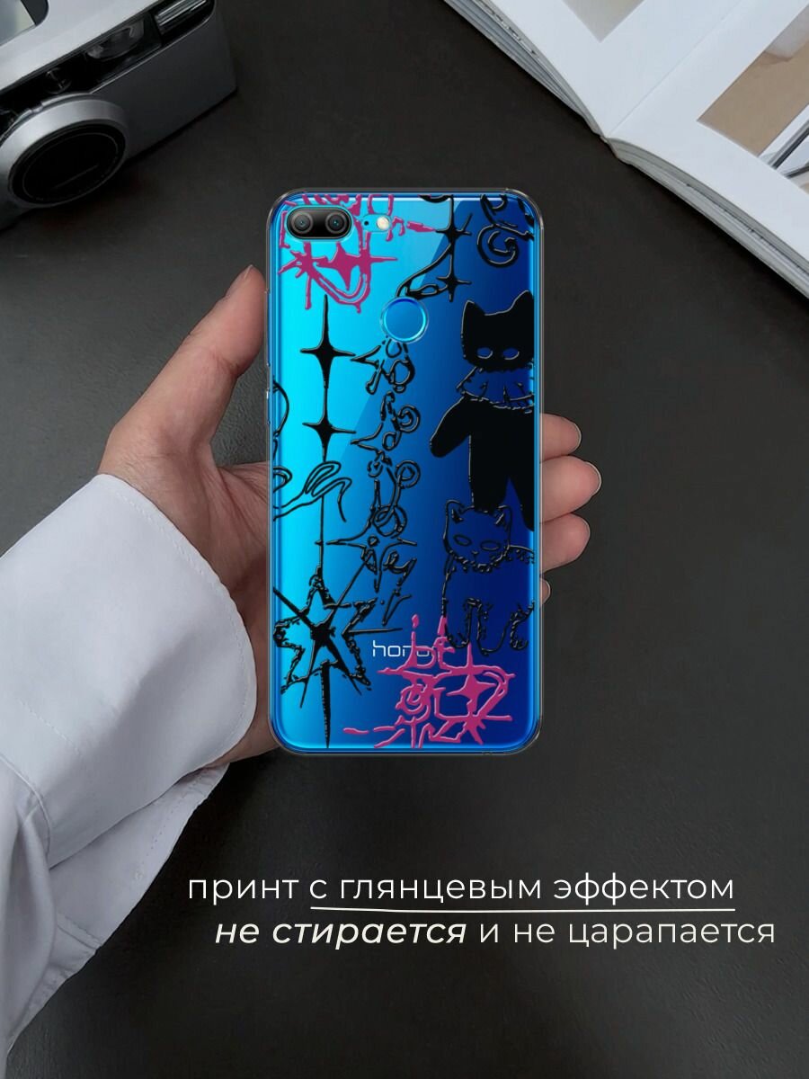 Чехол на Honor 9 Lite / Хонор 9 Лайт с принтом "Готические котики" — фото 1