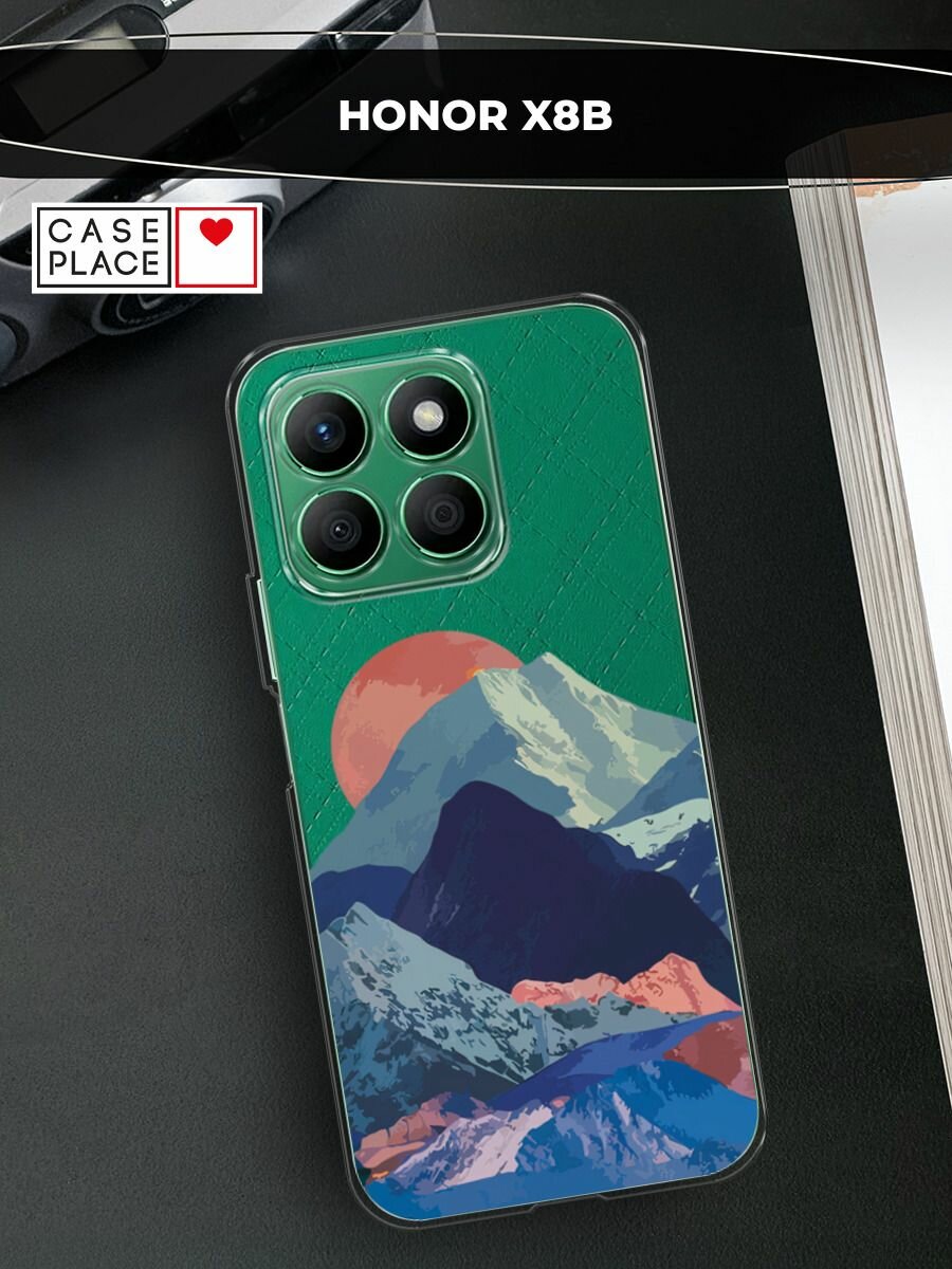 Чехол на Honor X8B / Хонор X8B с принтом "Закат в снежных горах", прозрачный