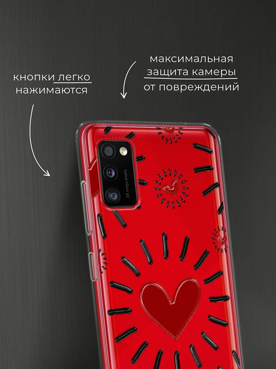 Чехол на Samsung Galaxy A41 / Самсунг Галакси А41 с принтом "Бордовые сердца паттерн" — фото 1