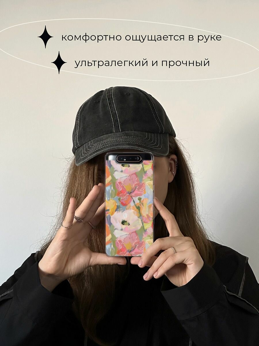 Чехол на Samsung Galaxy A80 / Самсунг Гэлакси A80 с принтом "Акварельные анемоны" — фото 1