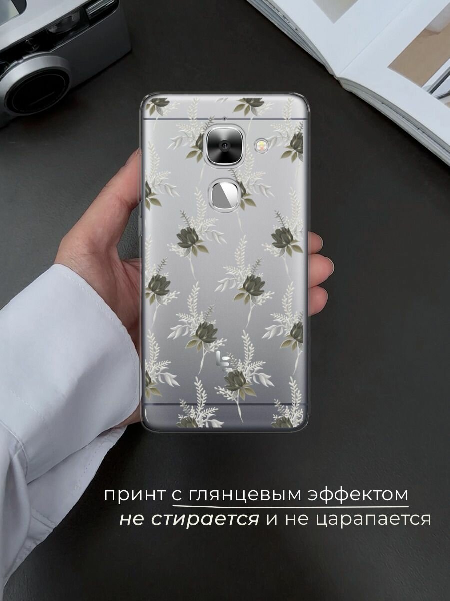 Чехол на LeEco Le 2/2 pro / Лееко Ле 2/2 про с принтом "Паттерн цветы сепия" — фото 1
