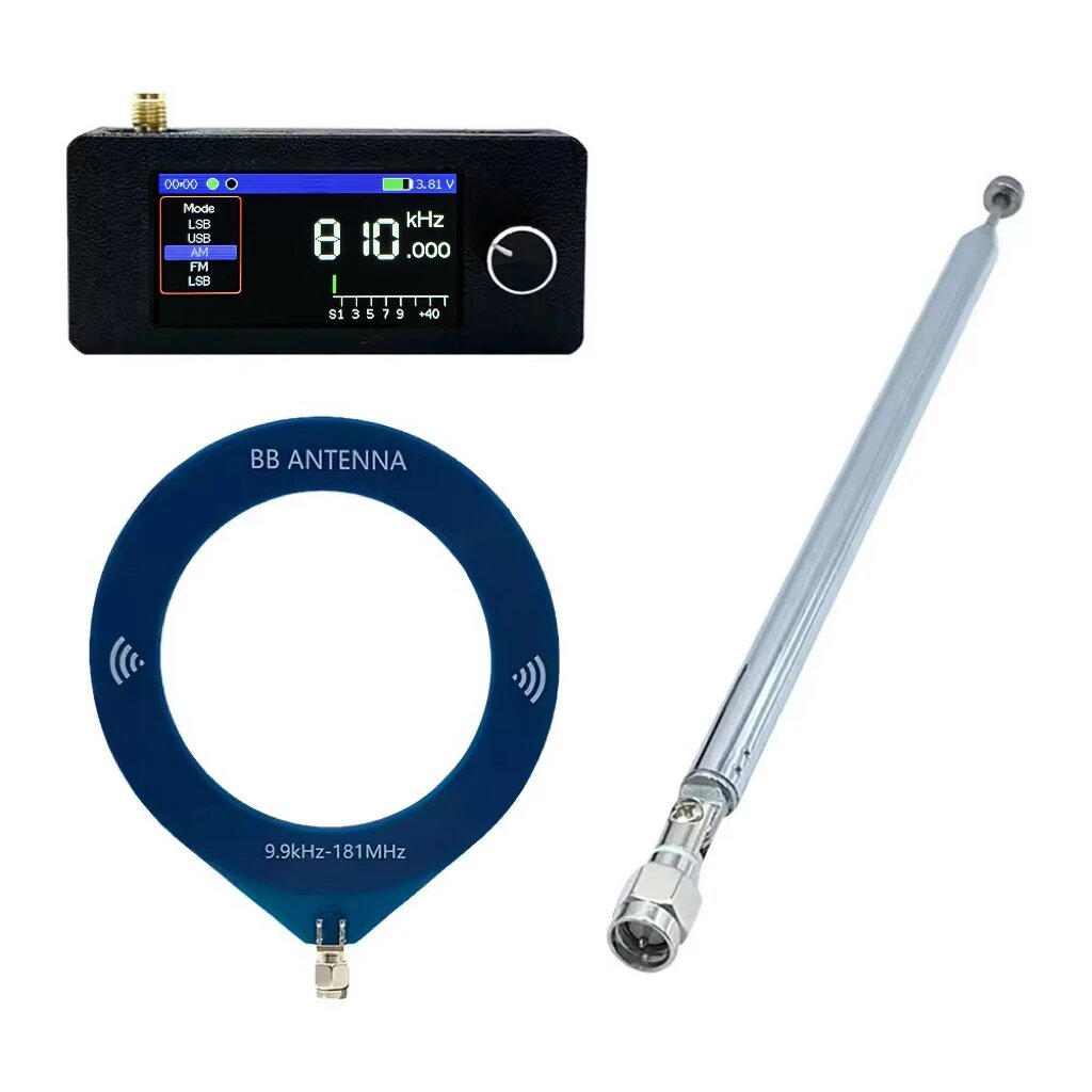1,9-дюймовый IPS-экран LSB USB AM FM FM/AM-радио с антенной 0,5-108 МГц SI4732 Мини-карманное радио HF SW MW VHF Radio, with 2 antennas