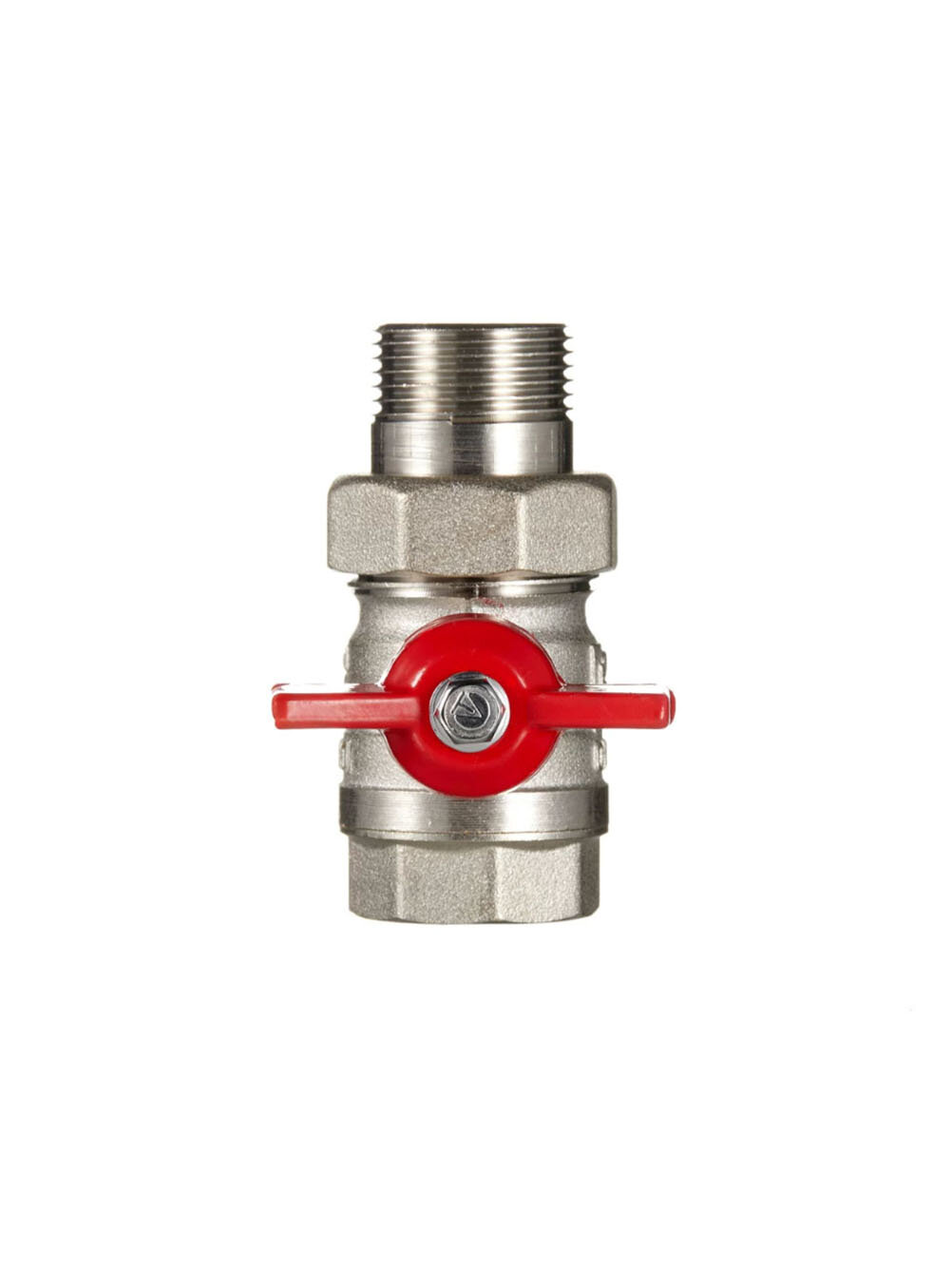 Кран шаровой латунный 1/2 ВР(г) х 1/2 ВР(ш) полнопроходной бабочка для подключения датчика температуры прямой