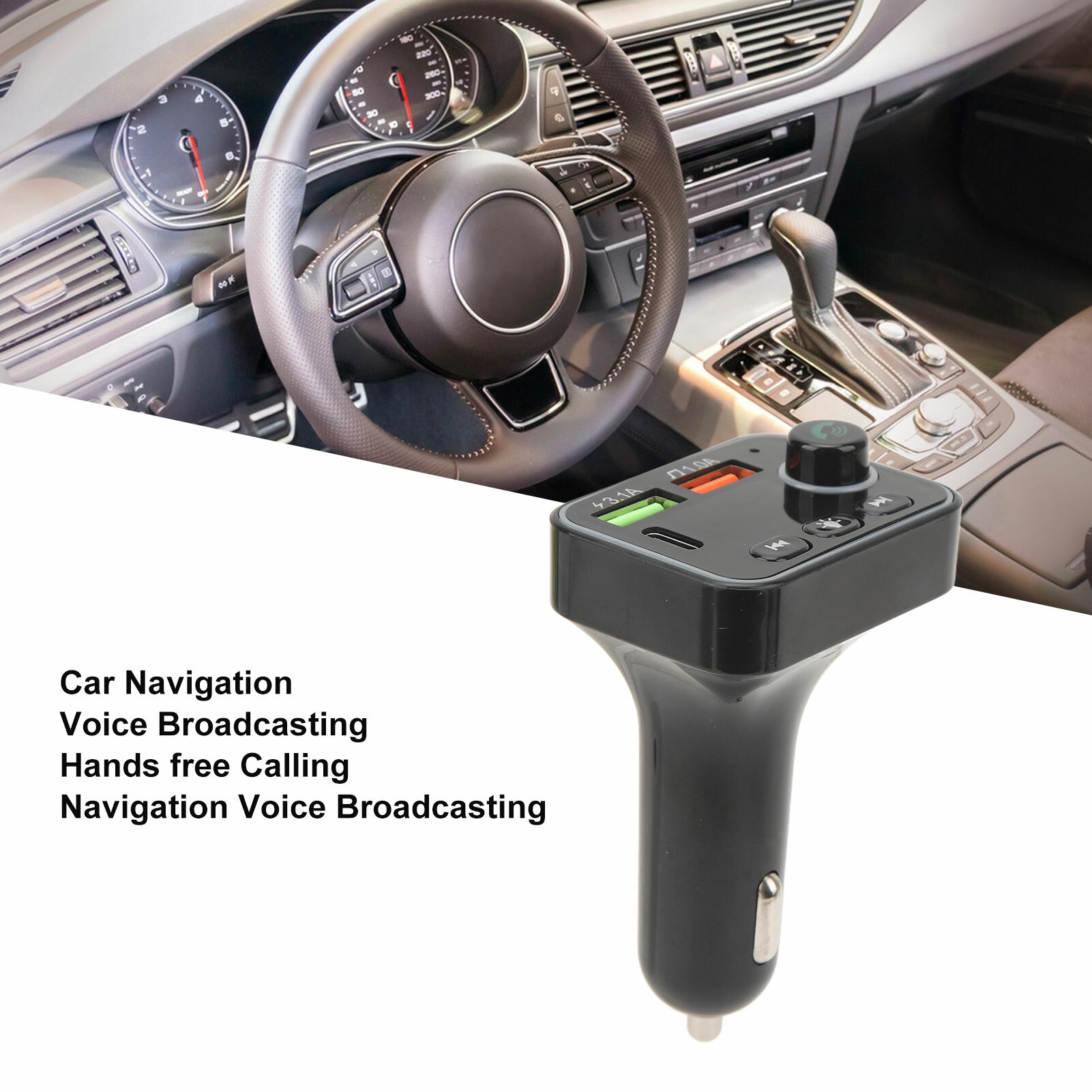 Bluetooth FM-передатчик PDF4 Беспроводной автомобильный адаптер с двойной USB-зарядкой MP3-плеер Hands Free Calling 7 цветов с подсветкой