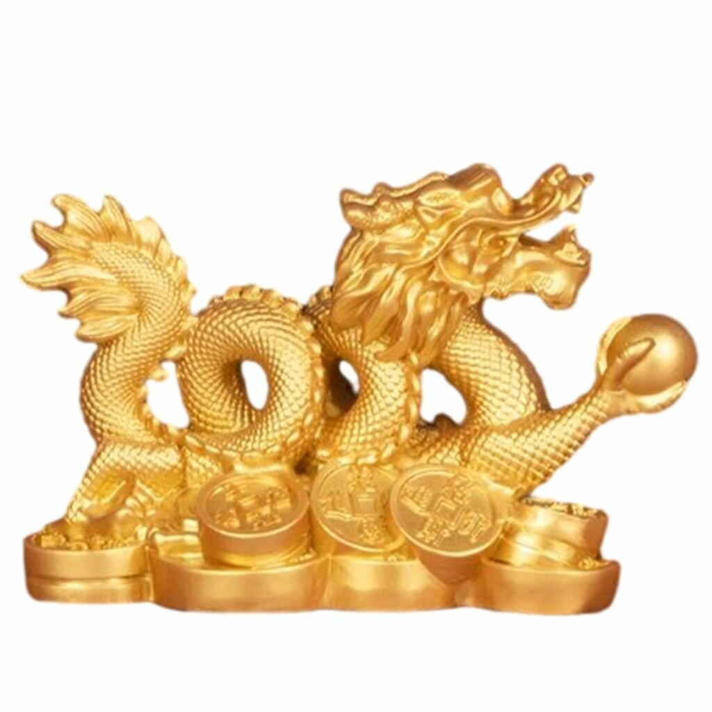Китайская статуэтка благоприятного денежного дракона, скульптура из смолы, украшение фэншуй, гостиная, спальня, офисные статуэтки