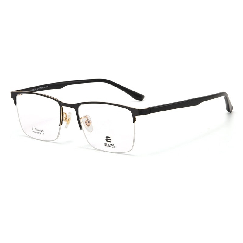 Cornstone Titanium Browline Eyeglass Frames Men's 53