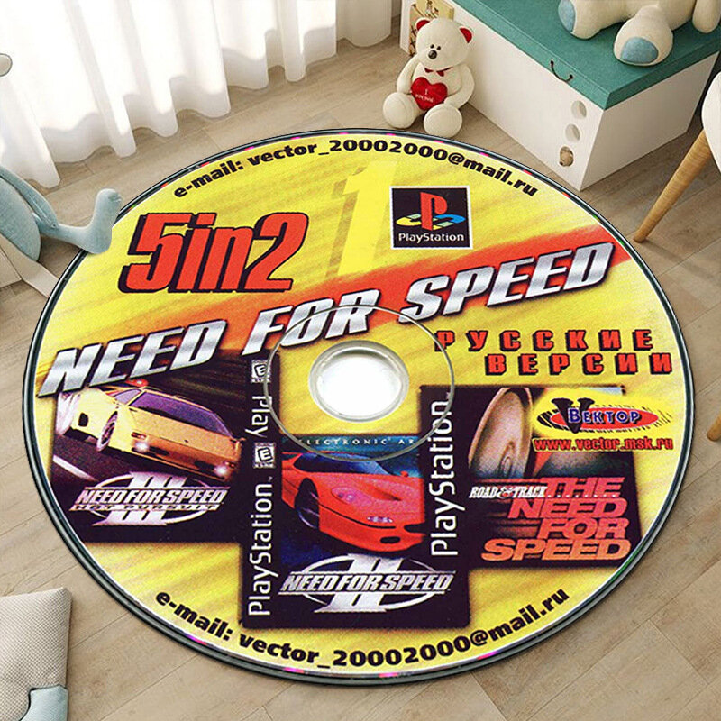 Ковер круглый геймерский CD диск 100 см кристалл вельвет 750 г/м² для гостиной спальни игровой