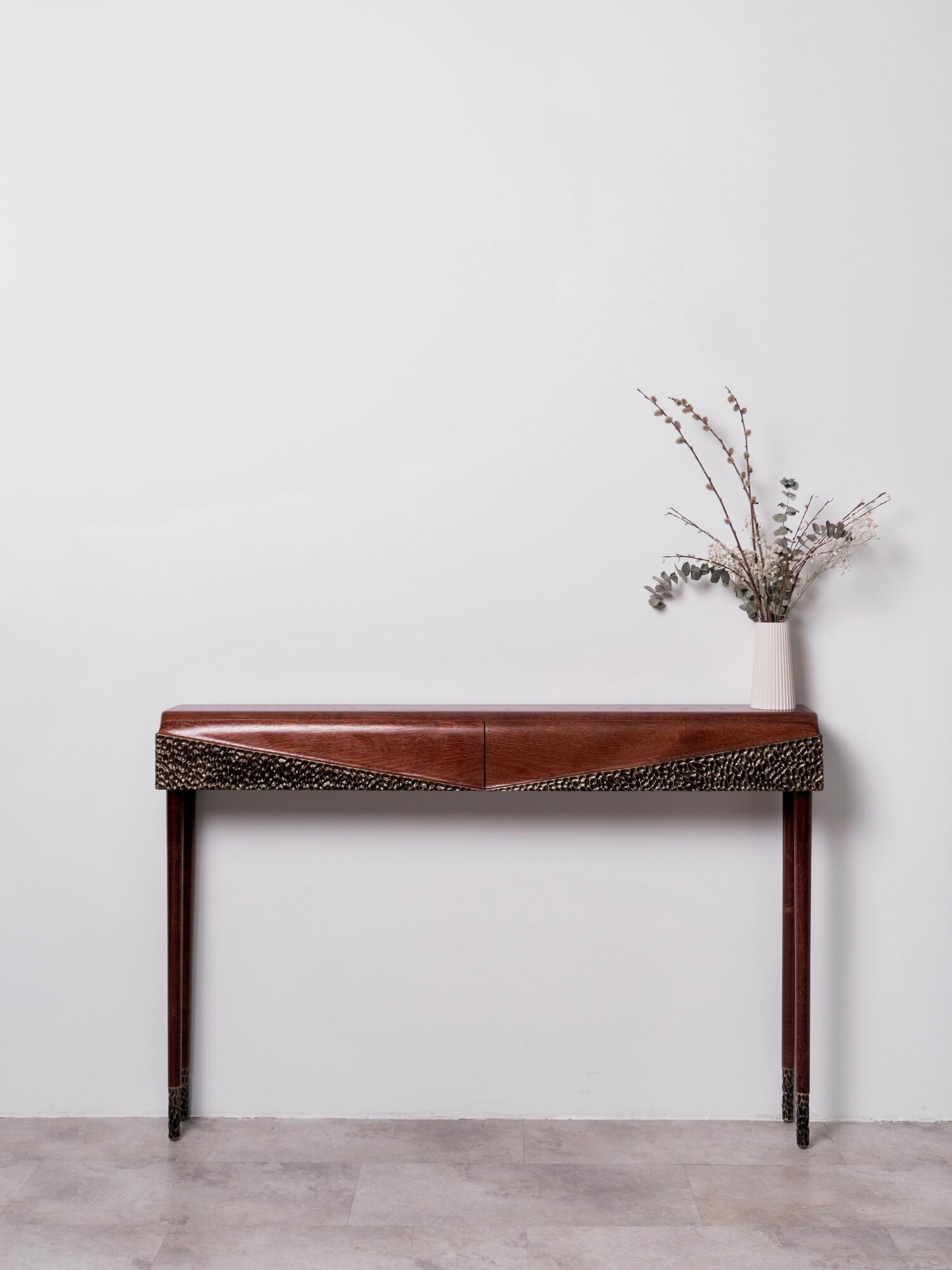 Тумба LOFT WOODS "Арт-деко", приставная, 2 ящика, ножки, 80х85х19 см