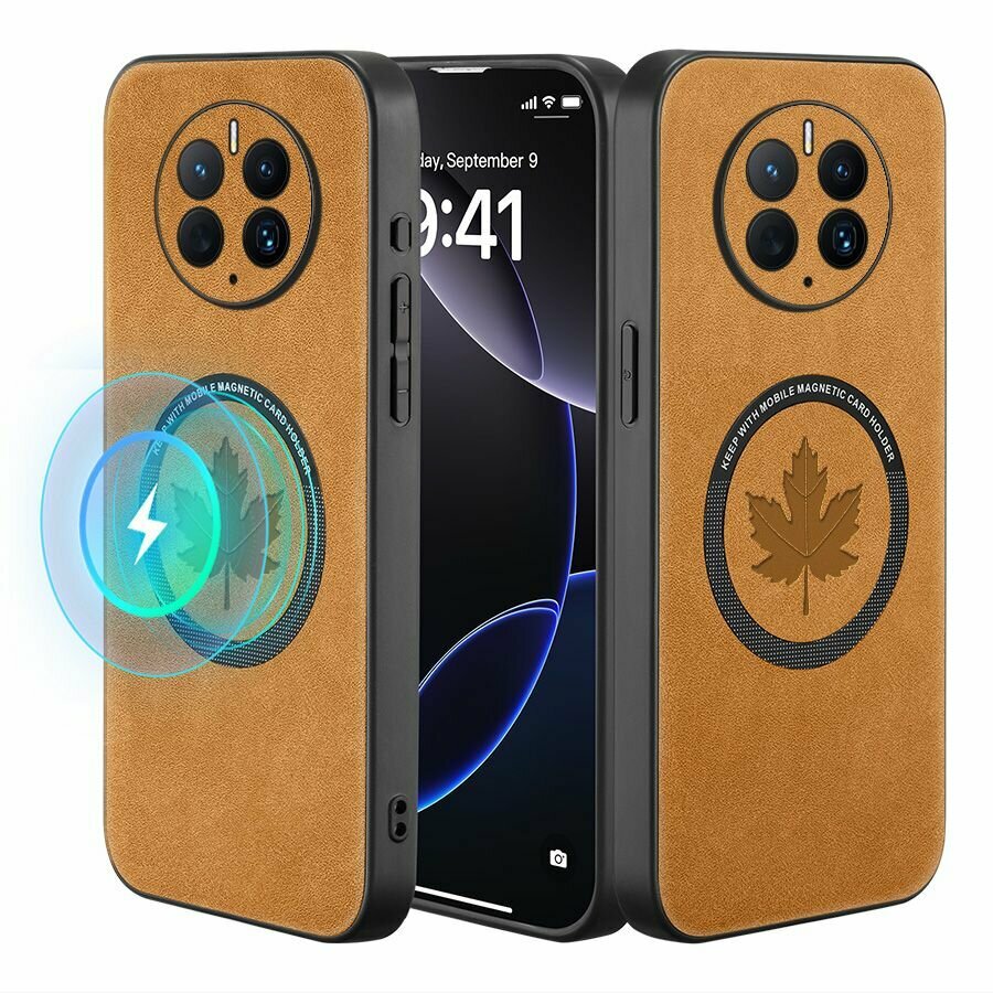 Рисунок кленового листа MagSafe чехол для Huawei Mate 50 Pro (Хуавей Мате 50 Про) Нескользящий и удобный