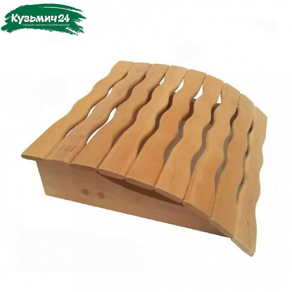 Подголовник Волна, Ольха С-19, для бани и сауны пружинный, анатомический, натуральное дерево, 1 шт.