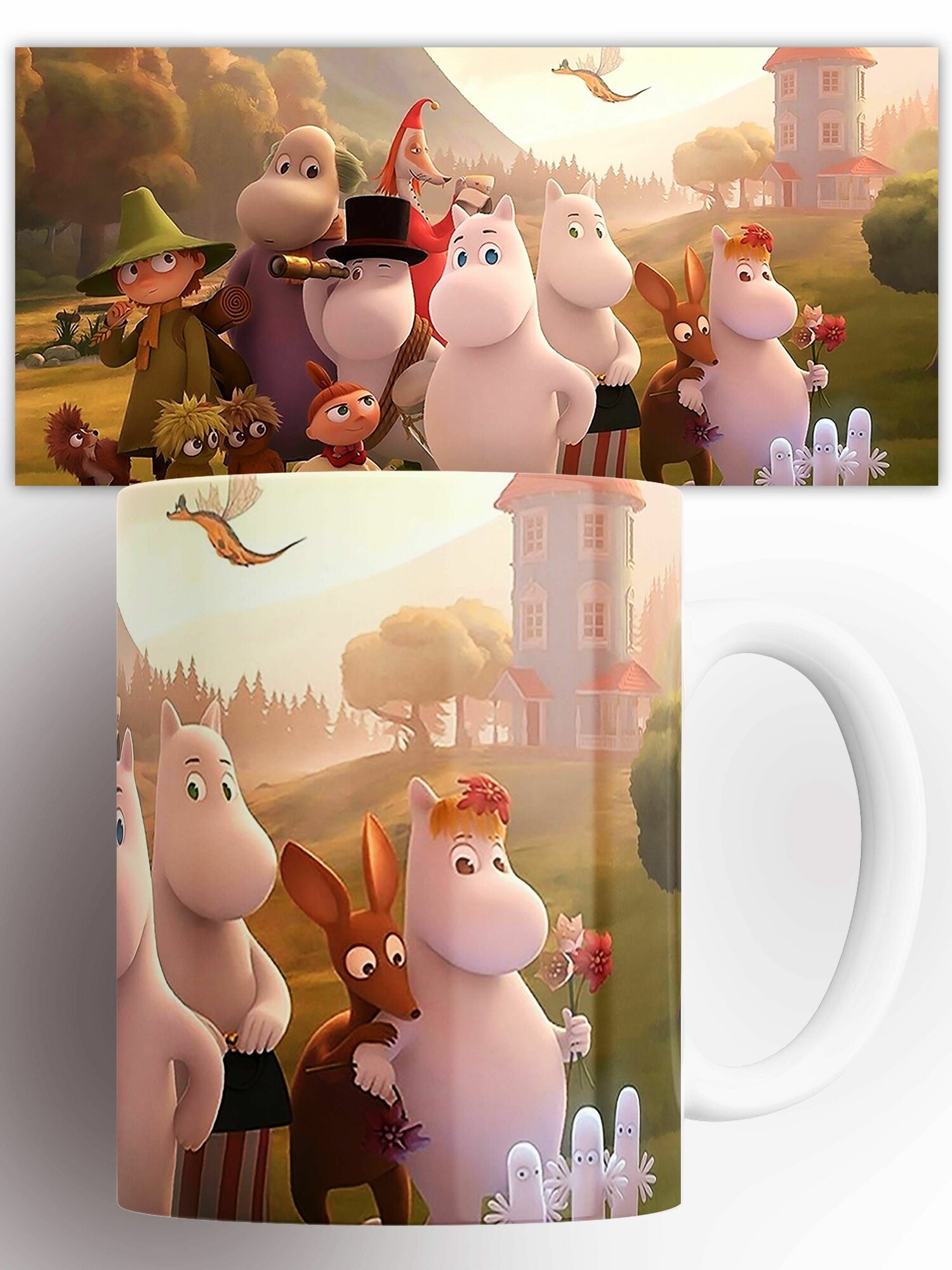 Кружка Муми-тролли Tanoshii Muumin Ikka сериал на подарок с принтом 330 мл