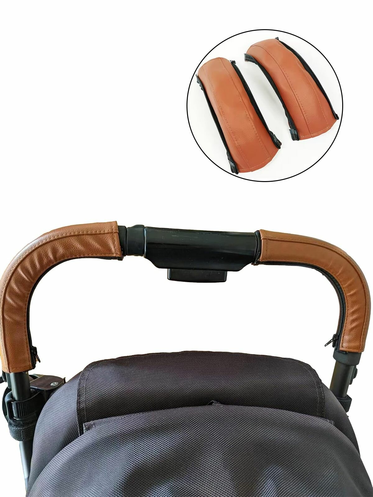 Коричневые чехлы на ручки коляски YOYO3 с молнией, мягкая PU-кожа, защита от пыли, аксессуары для бампера коляски