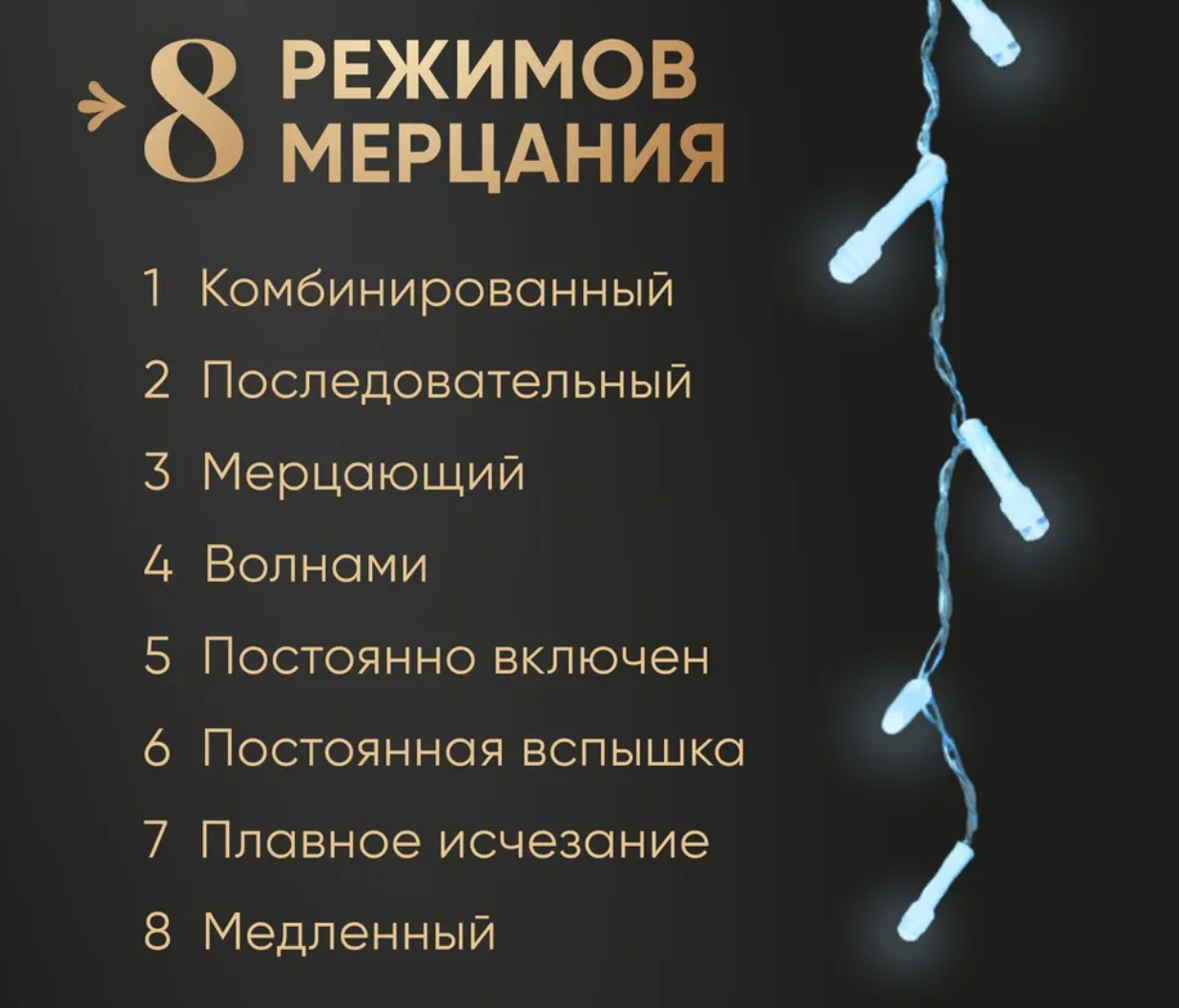 Гирлянда на улицу, уличная гирлянда, светодиодная гирлянда, штора, дождь-занавес, белый провод, синий цвет, длина 3м, ширина 2м