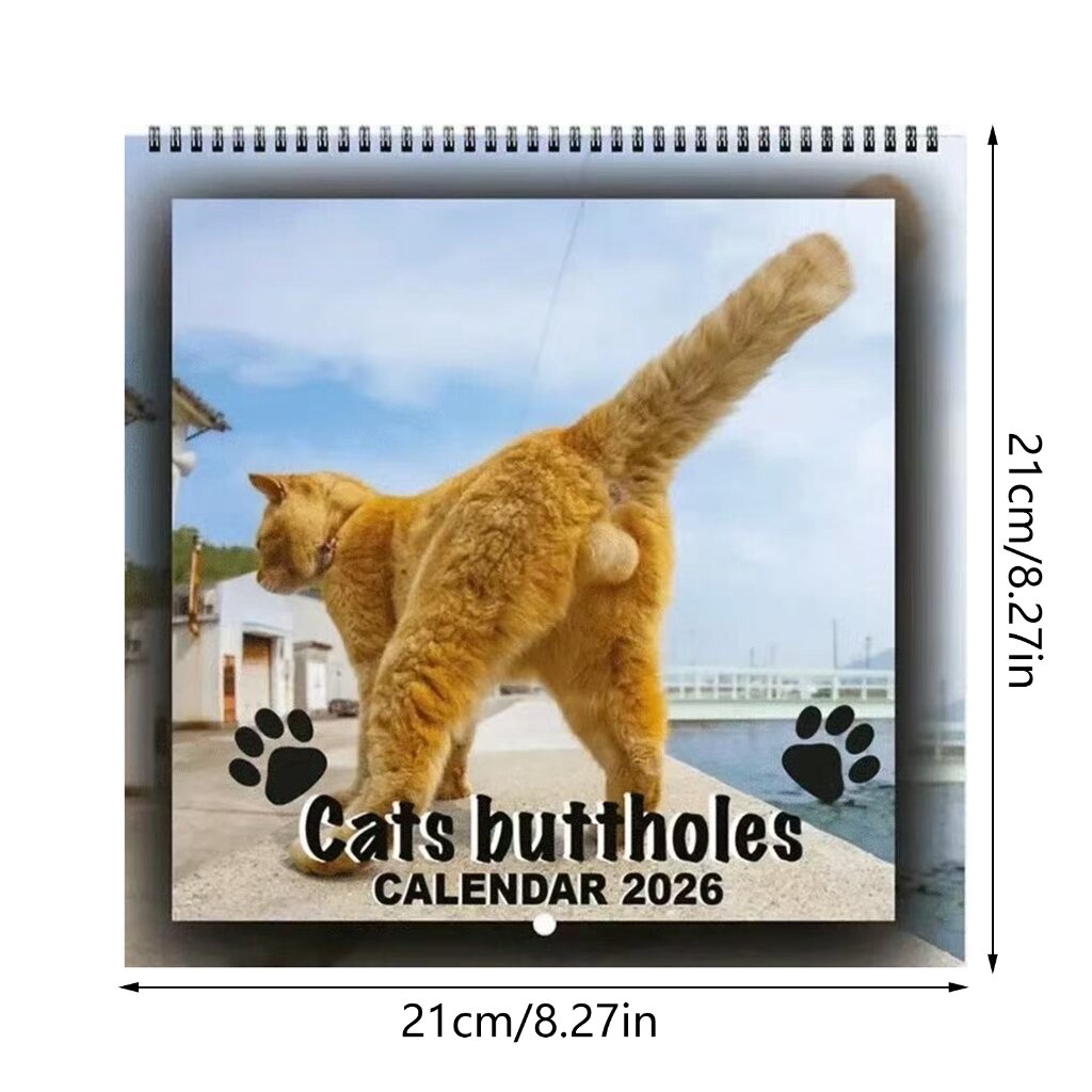 Календарь кошек на 2026 год - интересный и юмористический календарь на специальной бумаге с сетчатым рисунком, подходящий для отелей, баров, офисов и домашних хозяйств.