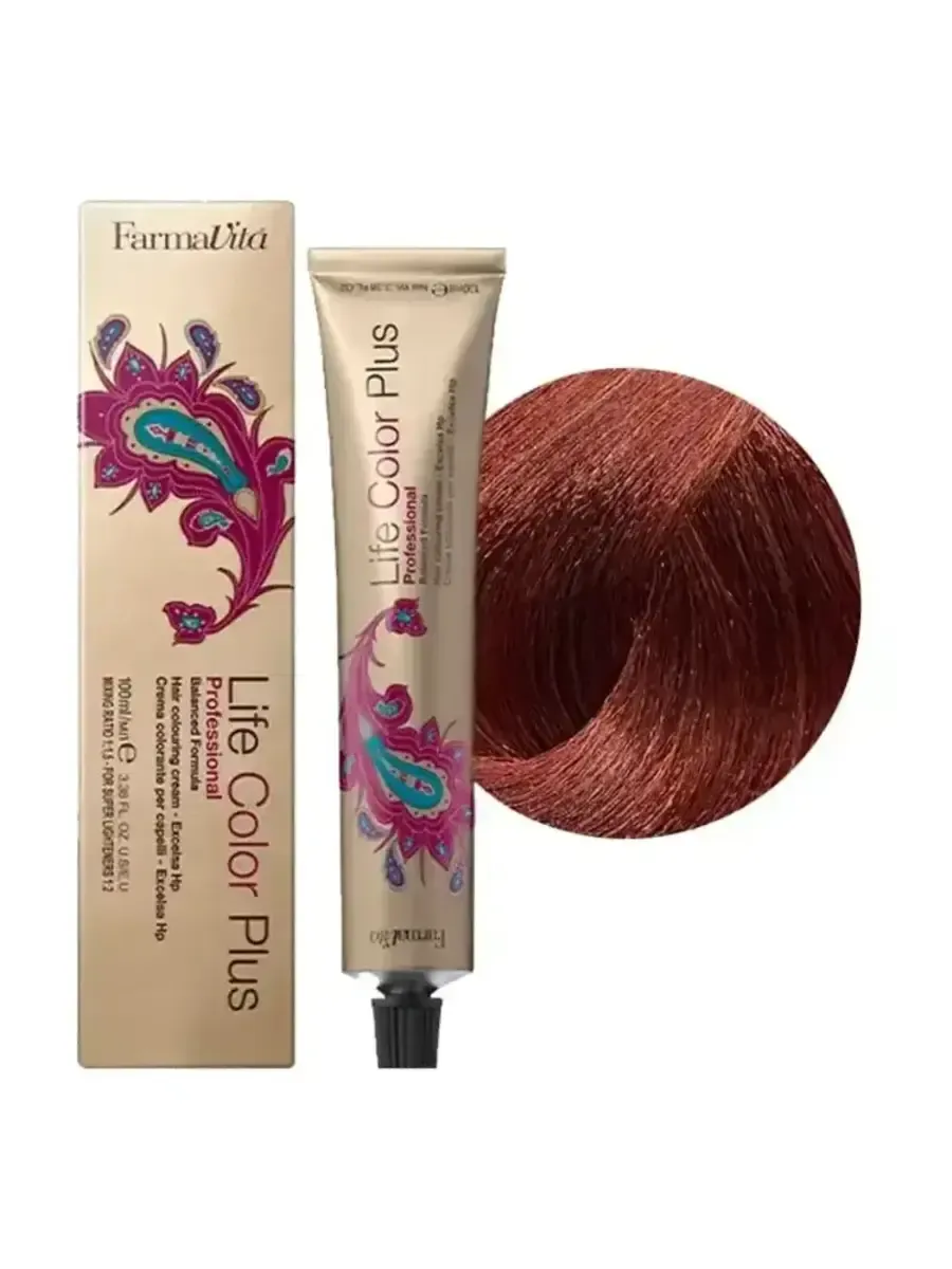 Краска для волос Farmavita Life Color Plus Prof, Перманентный краситель с низким содержанием аммиака, 6.4