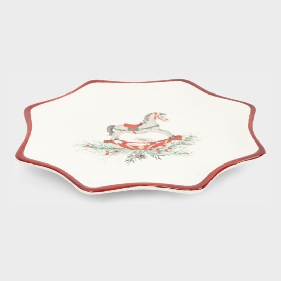 Блюдо Anna Lafarg Festival Лошадка 20 см, керамика, красный (ANLAF-FDH-0303-21)