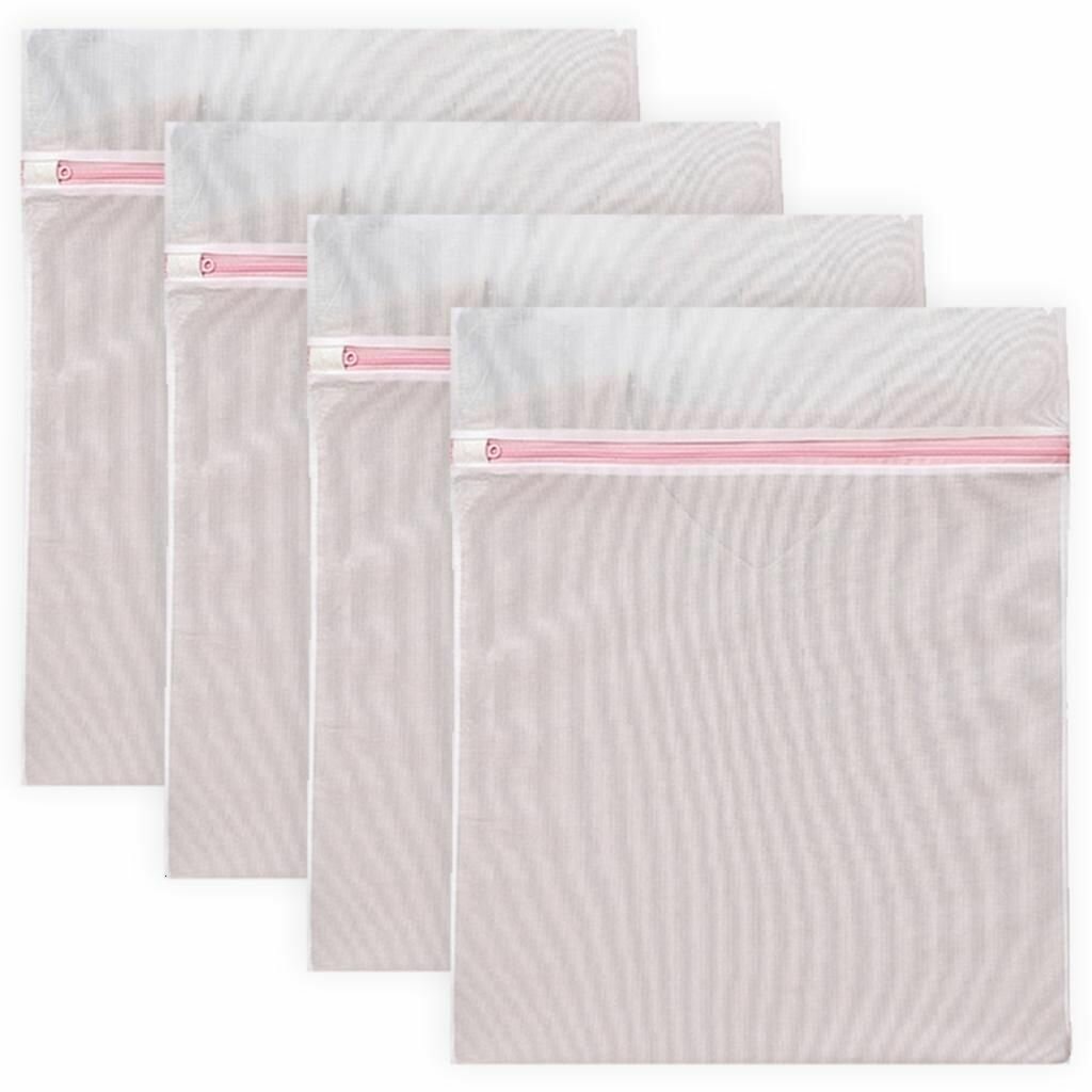 4шт, утолщенный мешок для белья, мешок из мелкой сетки-розовая мелкая сетка среднего размера