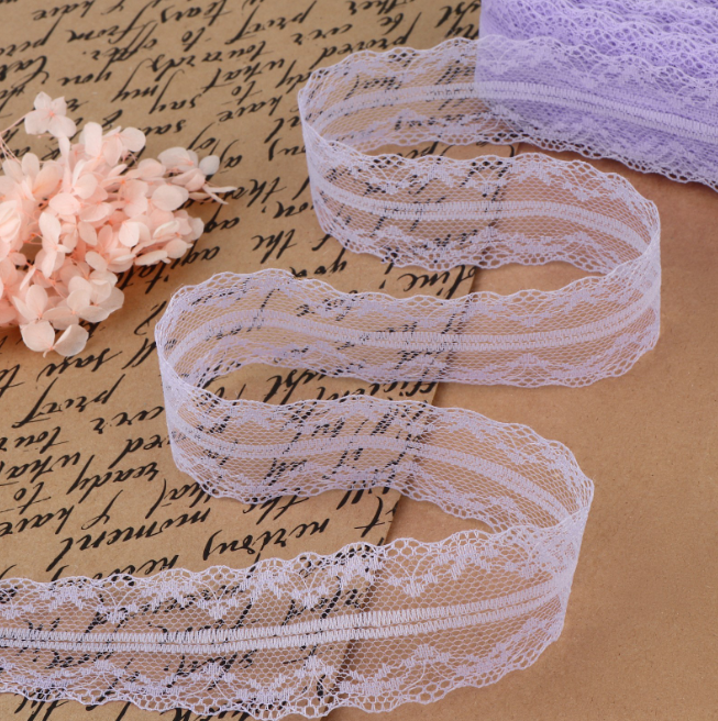 Кружево капроновое 35 мм, сиреневый, 10 м