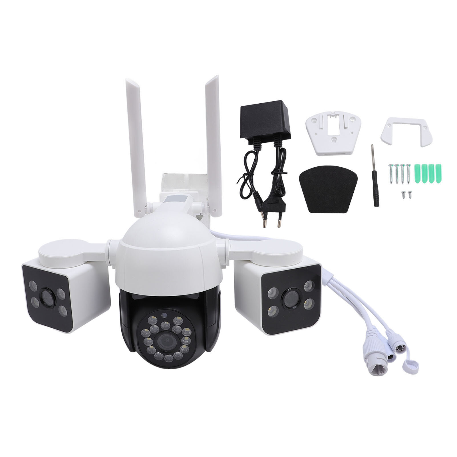 Беспроводная камера видеонаблюдения с тремя объективами 6MP HD 360 градусов Pan Tilt 2 Way Talk наружная камера видеонаблюдения со встроенным прожектором сигнализацией для дома