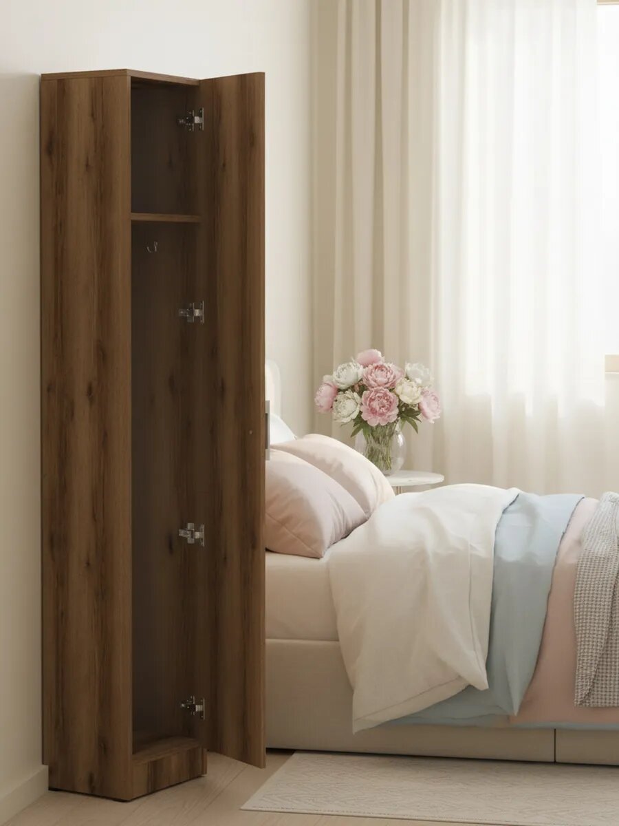 Деревянный распашной пенал шкаф FRESTER с полками для одежды, от производителя