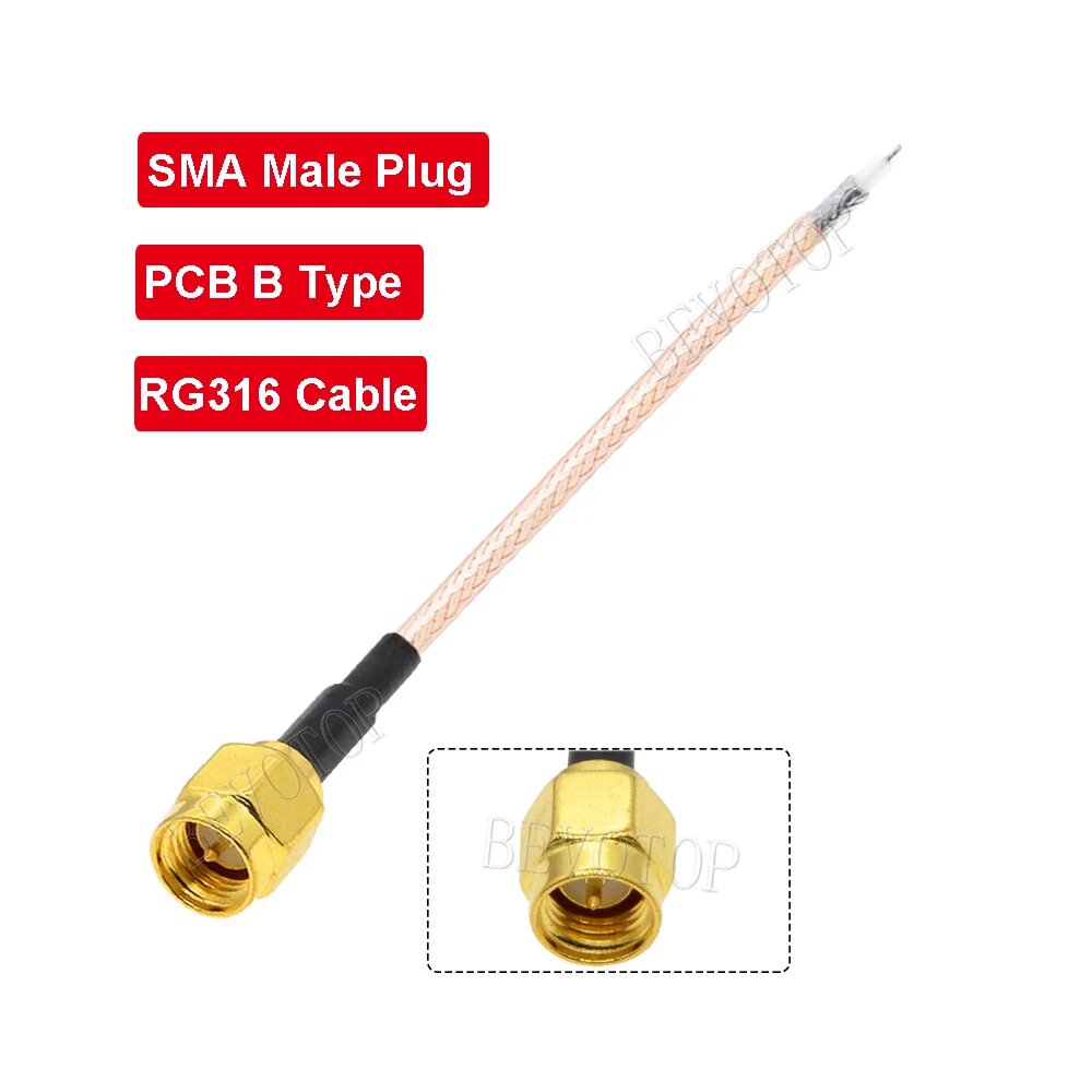 BEVOTOP 10 шт. коаксиальный кабель SMA RG316 10CM, SMA Male Type B