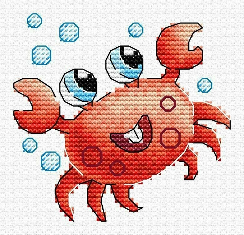 Вышивка на одежду набор Жар-птица (МП-студия), "Морской дружок", 8х9 см, Подводный Мир Тропические Рыбы Крабы