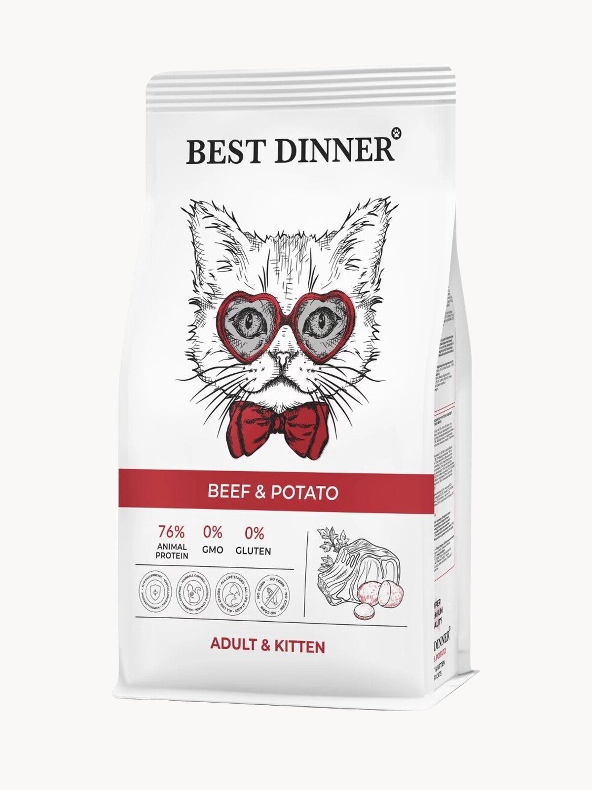 Best Dinner Adult & Kitten Сухой корм для котят и взрослых кошек с Говядиной и картофелем 1,5 кг