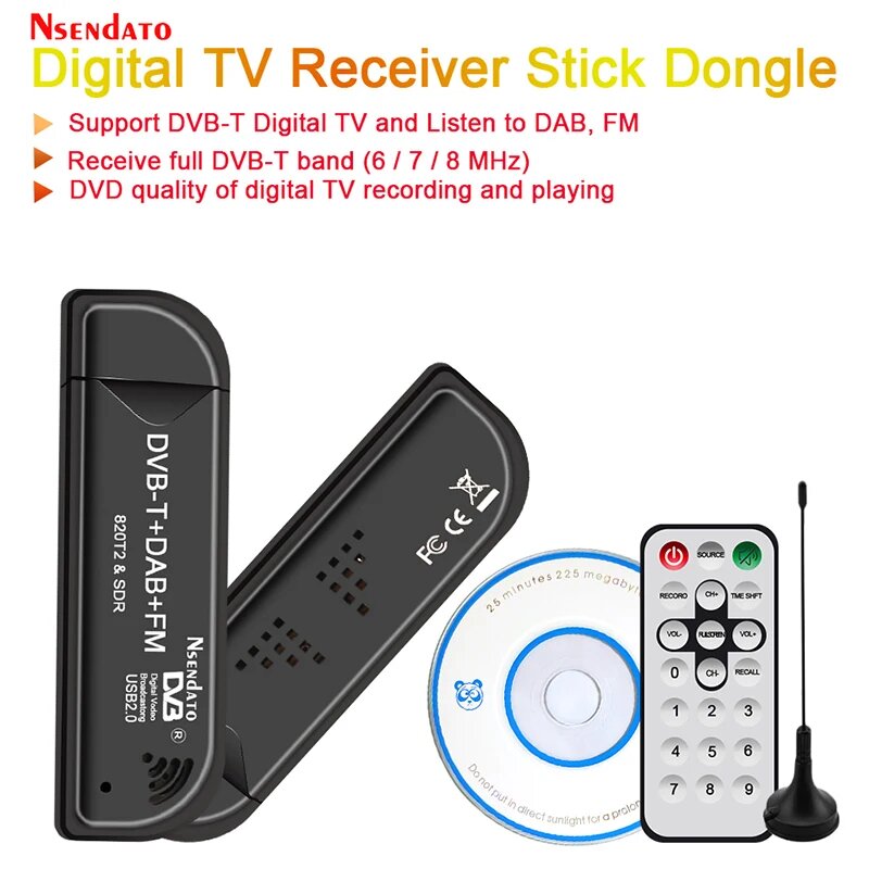 Nsendato USB ТВ стик DVB-T RTL2832U R820T2 With battery, Without Box