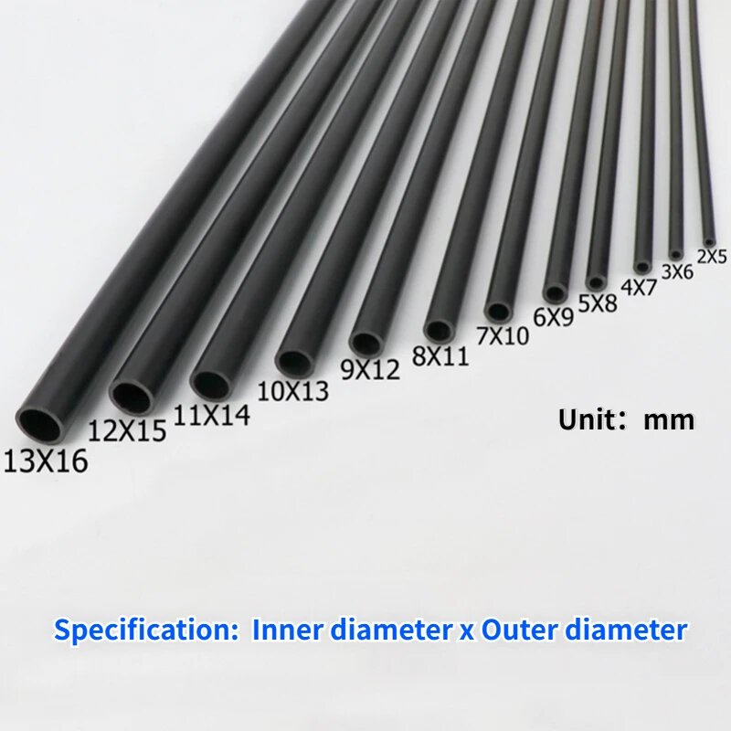 Черная ПВХ труба 2 шт. 500 мм 10x13mm 2pcs