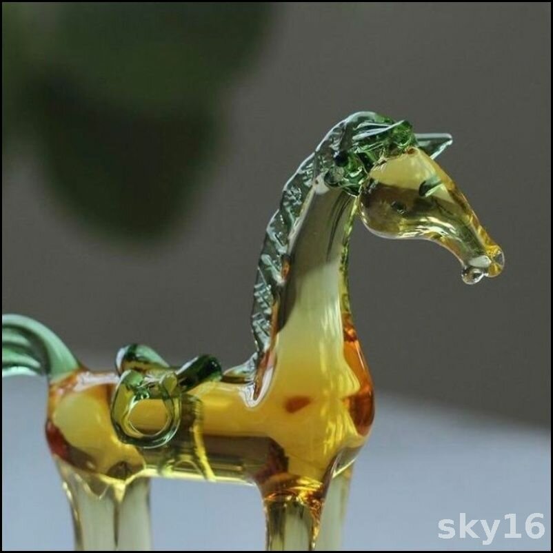 Хрустальная статуэтка "Лошадь", изделия ручной работы, зеленый прозрачный пони