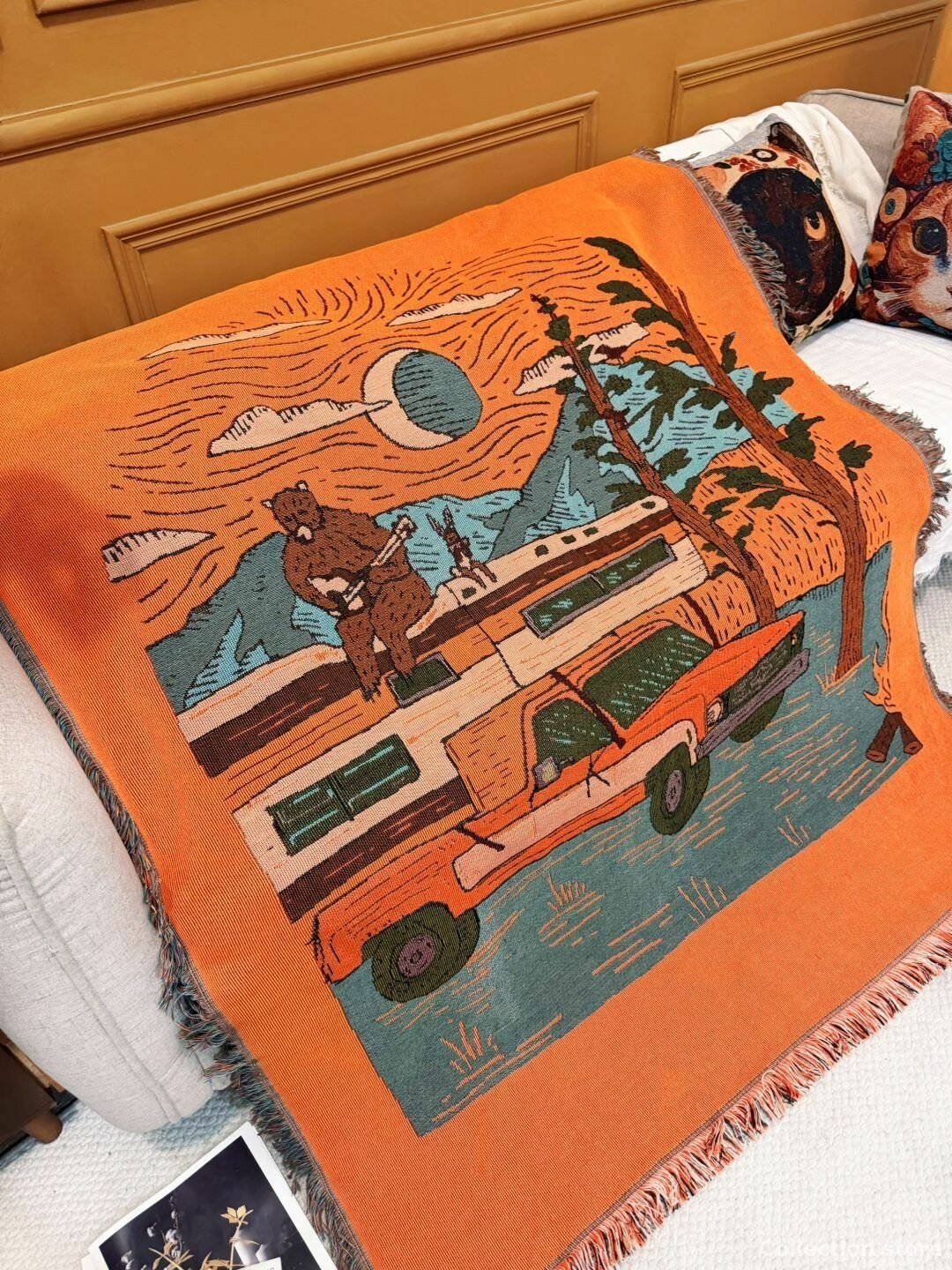 Диванное одеяло "Каменный медведь" 130x160cm