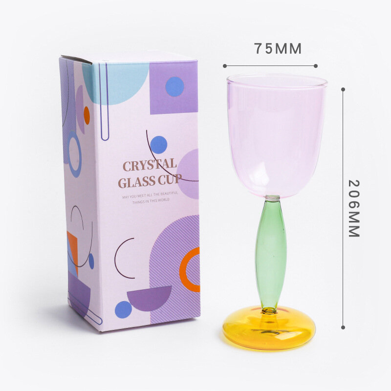 Креативный стакан в стиле INS с цветными блоками, цветной стакан для воды, устойчивый к высоким температурам, домашний стакан из высококачественного боросиликатного стекла, эстетичный стакан для вина