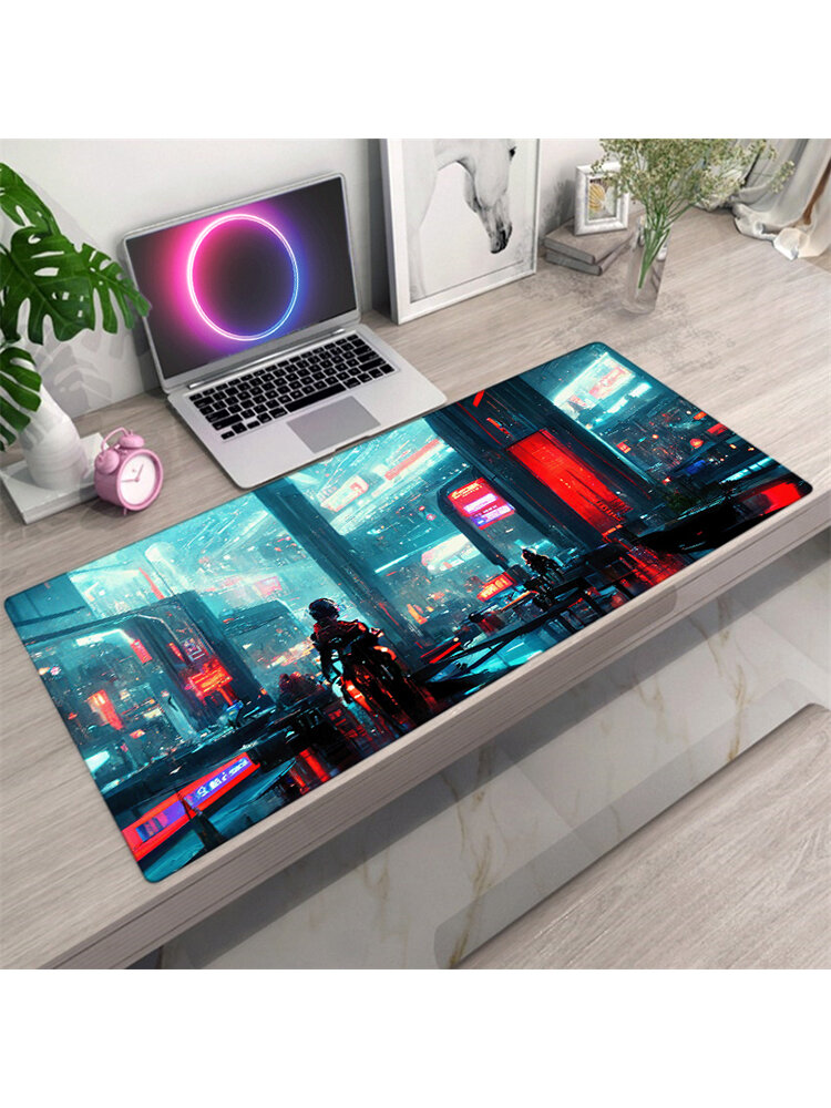 Коврик для мыши Cyberpunk, игровой, нескользящий, с RGB-подсветкой