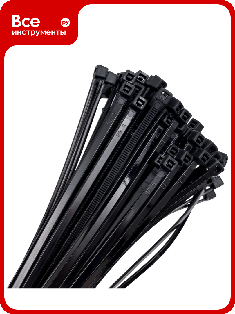 Нейлоновые стяжки Промрукав 3,6х250, черные, 100 шт. PR08.3069 для прокладки электрических сетей