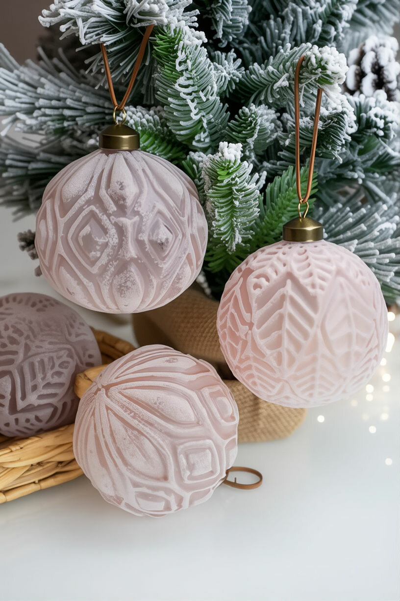 Набор ёлочных шаров ноале, стекло, 10 см, 4 шт, Винтер Деко (Winter Deco) 4060383-набор
