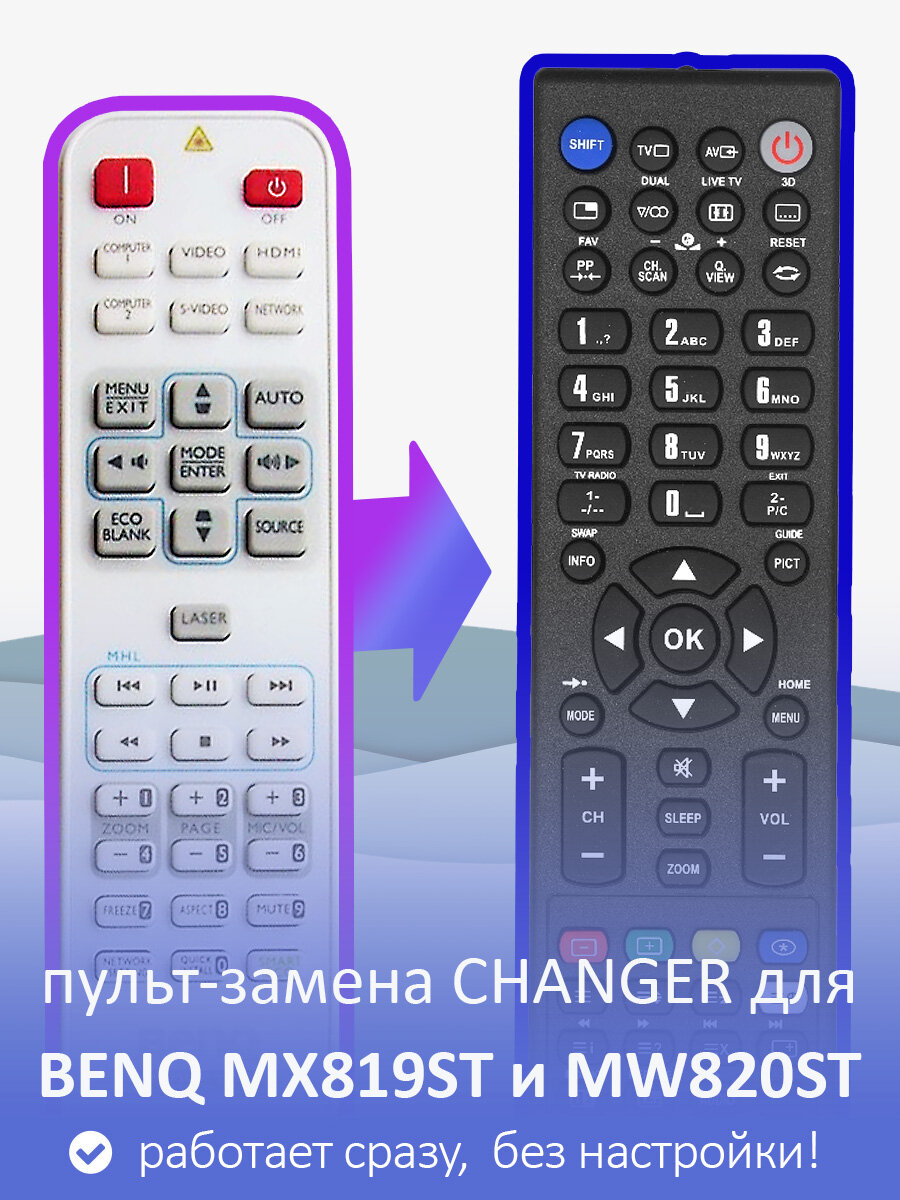 Пульт-замена для BENQ MX819ST и MW820ST