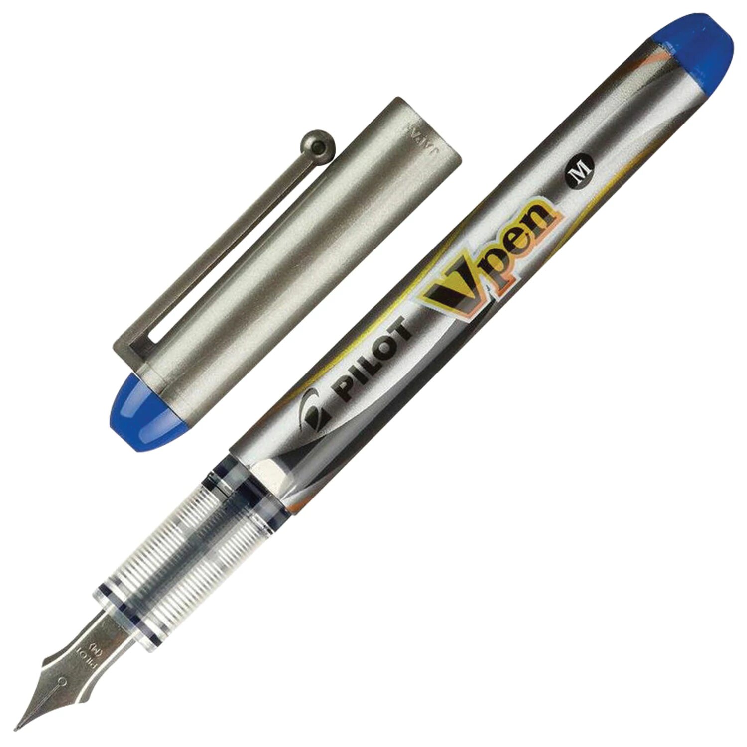 Ручка перьевая PILOT V-Pen, синяя, корпус серый, линия письма 0,58 мм, SVP-4M L