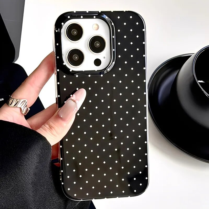 Модный милый чехол для телефона с круглыми точками для iPhone 17 Air Black-LZL042620A, For iphone 16