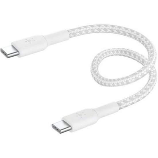 Кабель Belkin USB-C - USB-C, Boost Charge Braided, 0,15м, 60Вт, белый