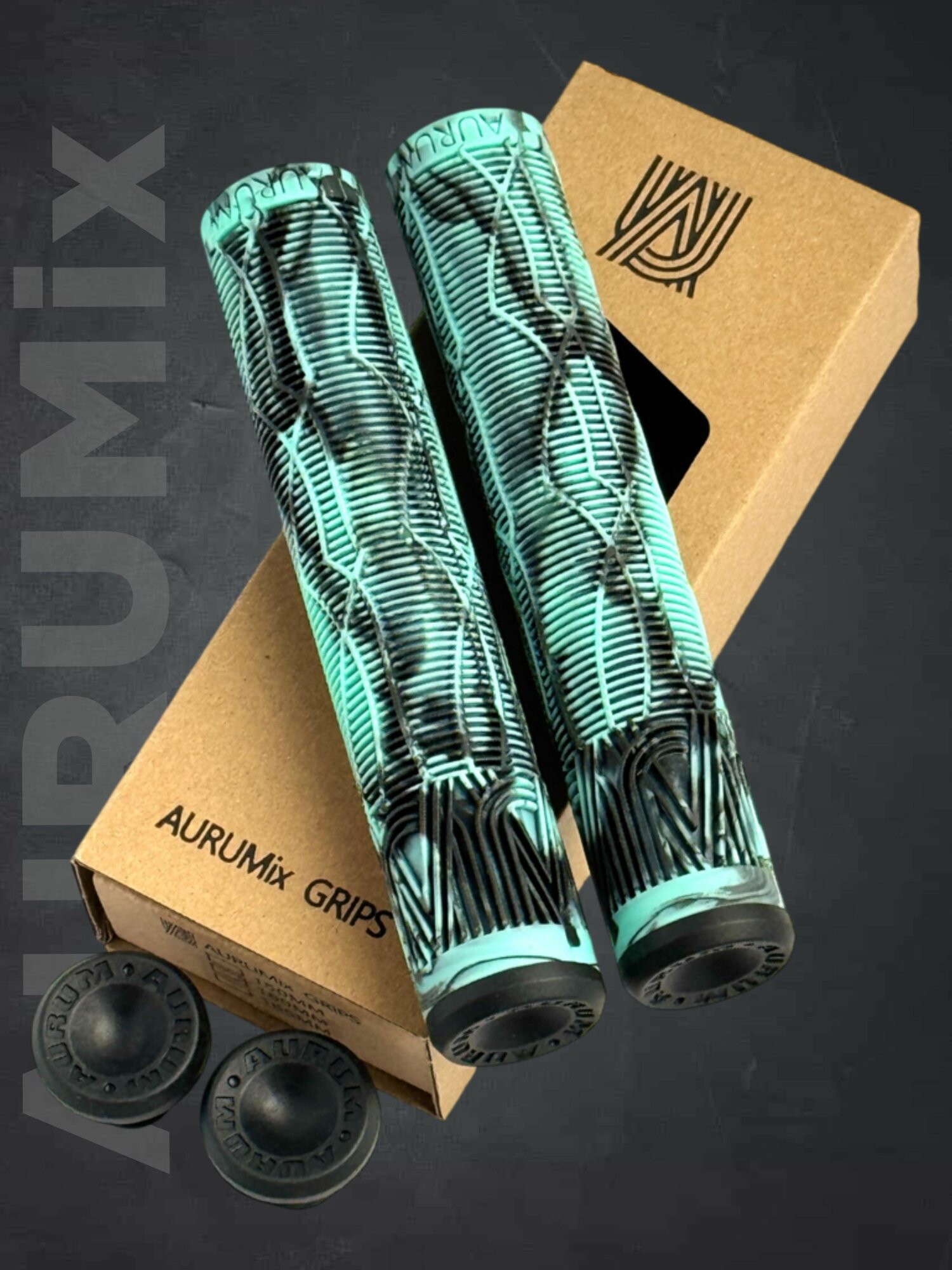 Грипсы для трюкового самоката велосипеда bmx AURUMix Classic 165 мм Мятный/Черный