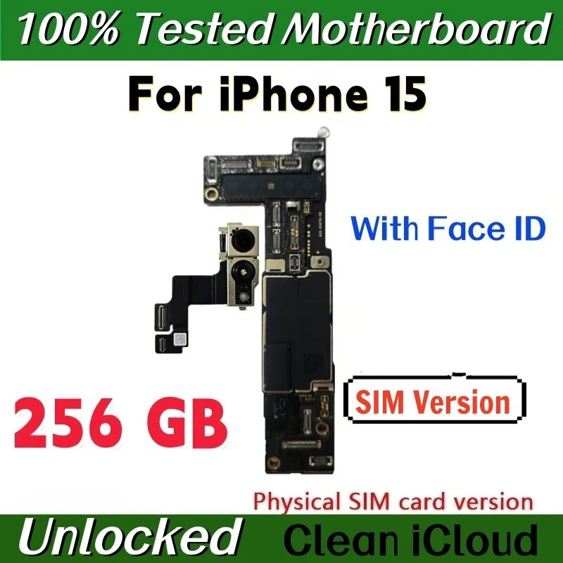Полностью протестированная подлинная материнская плата для iPhone 15, SIM-15 256G Face ID
