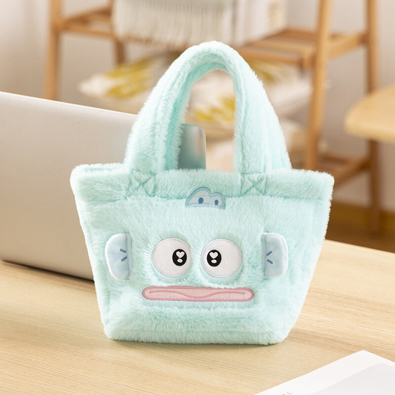 Мягкая плюшевая сумка-шоппер с мультяшным рисунком, стильная сумочка, повседневная маленькая сумка, кошелек для монет и телефона, милая и универсальная сумка для хранения вещей в дороге.