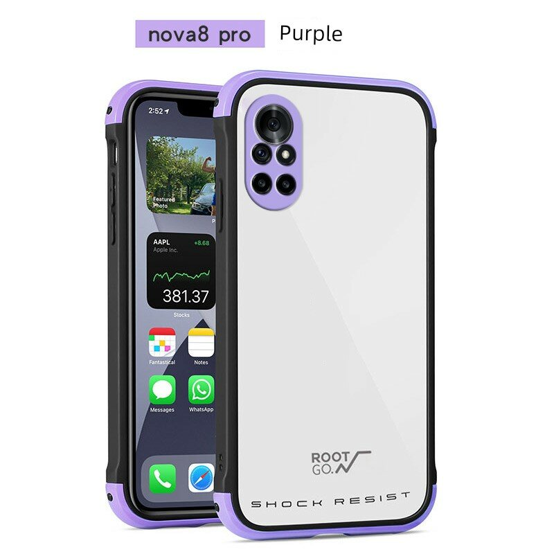 Прозрачный силиконовый чехол для Huawei Nova 8 Pro с полной защитой камеры, ударопрочный, фиолетовый цвет, шикарный