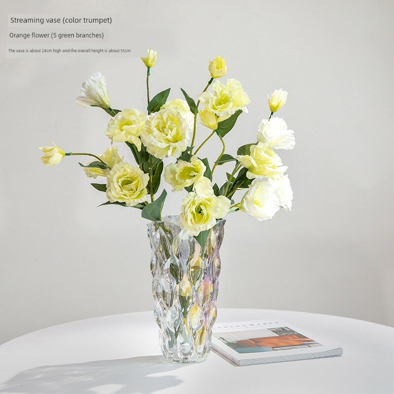 Украшение вазы для гостиной, цветочная композиция, хрустальное стекло, стиль, скандинавская роза, искусственный цветок,